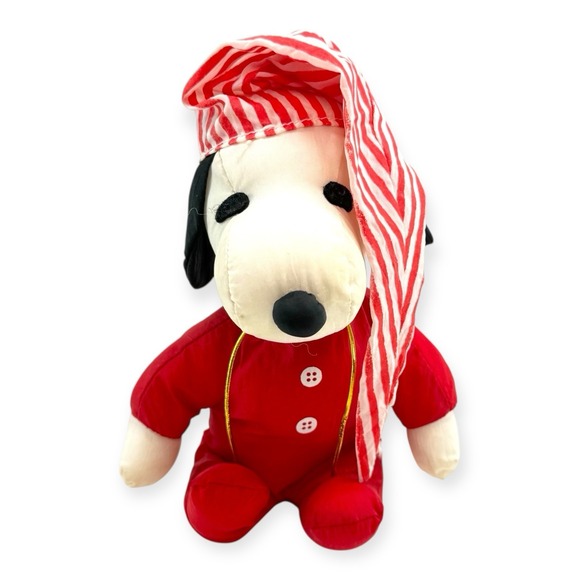 Toys | Vintage Snoopy Christmas Plush Red Pajamas Nightcap 7 Whitmans ...